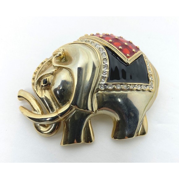 Elephant | Jewelry | Vintage Extravagant Polished Gold Tone Elephant ...